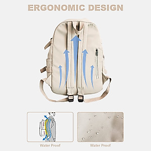 MINGPINHUIUS College Backpack School Bag for Women Men Lightweight Book Bag Travel Rucksack Waterproof Casual Daypack Laptop Backpack Bookbag for School (White)