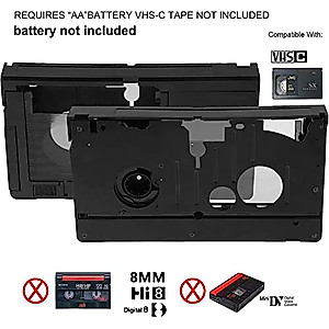 ADPLIFE VHS-C Cassette Adapter Compatible with VHS-C & S-VHS Camcorders - JVC, RCA, Panasonic - Motorized VHS Cassette Converter (Not Compatible with 8mm / MiniDV / Hi8)