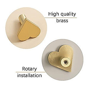 WAYUTO Set of 3 Wall Mounted Brass Coat Hooks with Mounting Hardware Heart Shaped Coat Hooks Single Coat Rack Hooks Clothing Wall Hooks for Home Office Hotel Wall Decoration