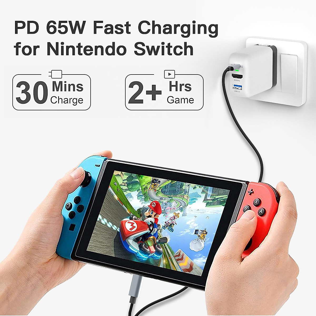 Mirabox 65W Portable Dock Charger for Nintendo Switch, Compatible with Switch OLED/Steam Deck/ROG Ally/Samsung Dex/iPad/MacBook, 4K 60Hz USB C TV Docking Station, Support Charging and HDMI Output