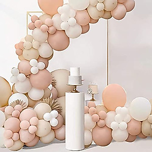128Pcs Boho Sand White Nude Balloons Garland Arch Kit,Stand White Balloons Double-Stuffed Peach Balloons for Retro Boho Wedding Birthday Girls Baby Shower Garden Tea Party Background Decorations…