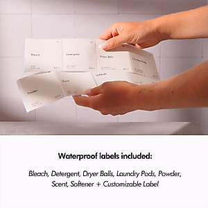 KIVY Glass Laundry Detergent Dispenser + Labels [Set of 2] Glass Jars for Laundry Room Organization Decor - Laundry soap Dispenser for Liquid Detergent Dispenser - Fabric Softener Dispenser Glass jar