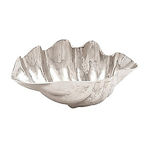Deco 79 Aluminum Sea Life Shell Decorative Bowl, 17" x 11" x 7", Silver