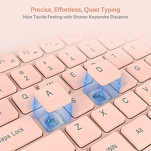Wireless Keyboard and Mouse Combo, 2.4G USB Quiet Silent Wireless Mouse Keyboard Combo for Computer, Laptop, PC, Desktops, Monitor by Deeliva (Pink)