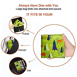 THVALUE Reusable Tote Bag Foldable Shopping Grocery Bags, Washable Durable Shopping Bags Eco-Friendly Ripstop Nylon Tote Bags Waterproof & Lightweight, 6 Pack