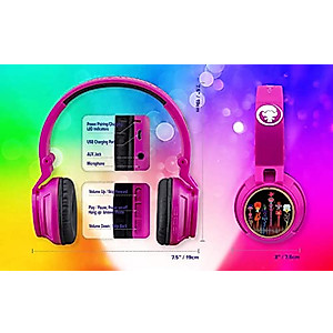 eKids Trolls Kids Bluetooth Headphones, Wireless Headphones with Microphone Includes Aux Cord, Volume Reduced Kids Foldable Headphones for School, Home, or Travel