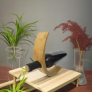 Somonka-L Single Wine Bottle Holder, Natural Bamboo Personalized Wine Rack,Self Balancing Display Wine Rack On Tabletop, Cabinet Etc