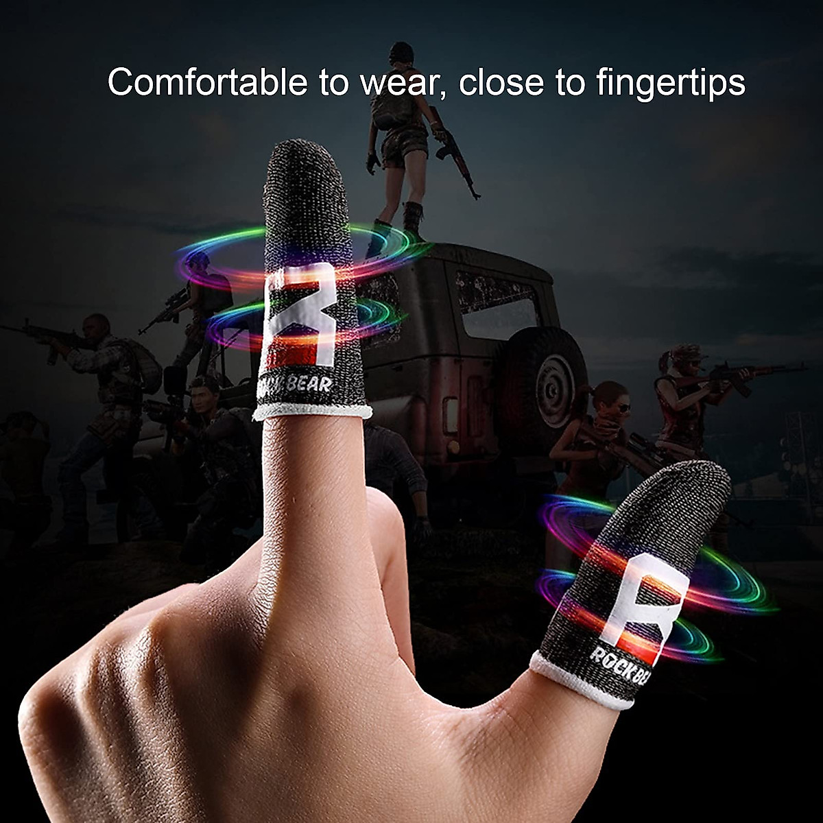 Finger Covers Compact Anti-scratch Gaming Finger Thumb Gloves Anti-scratch Sweat-proof Black