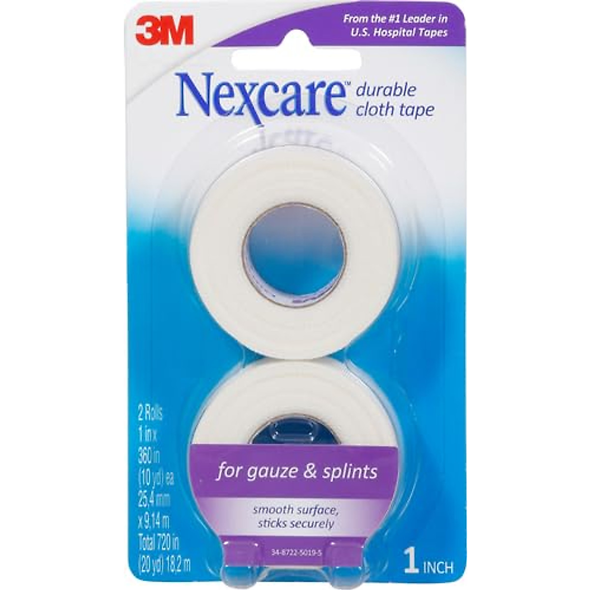 Nexcare Durable Cloth Tape, Woven Tape, Securely Holds Bulky Wound Dressing - 1 In x 10 Yds, 2 Rolls of Tape