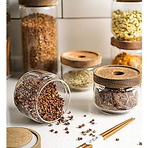 Glass Food Storage Jar 950ml/32oz Clear Glass Canister with Airtight Seal Acacia Wood Lids Kitchen Food Storage Container for Coffee Bean Loose Tea Spice Bottle Sugar Cookies Nuts Snack Candy Jar