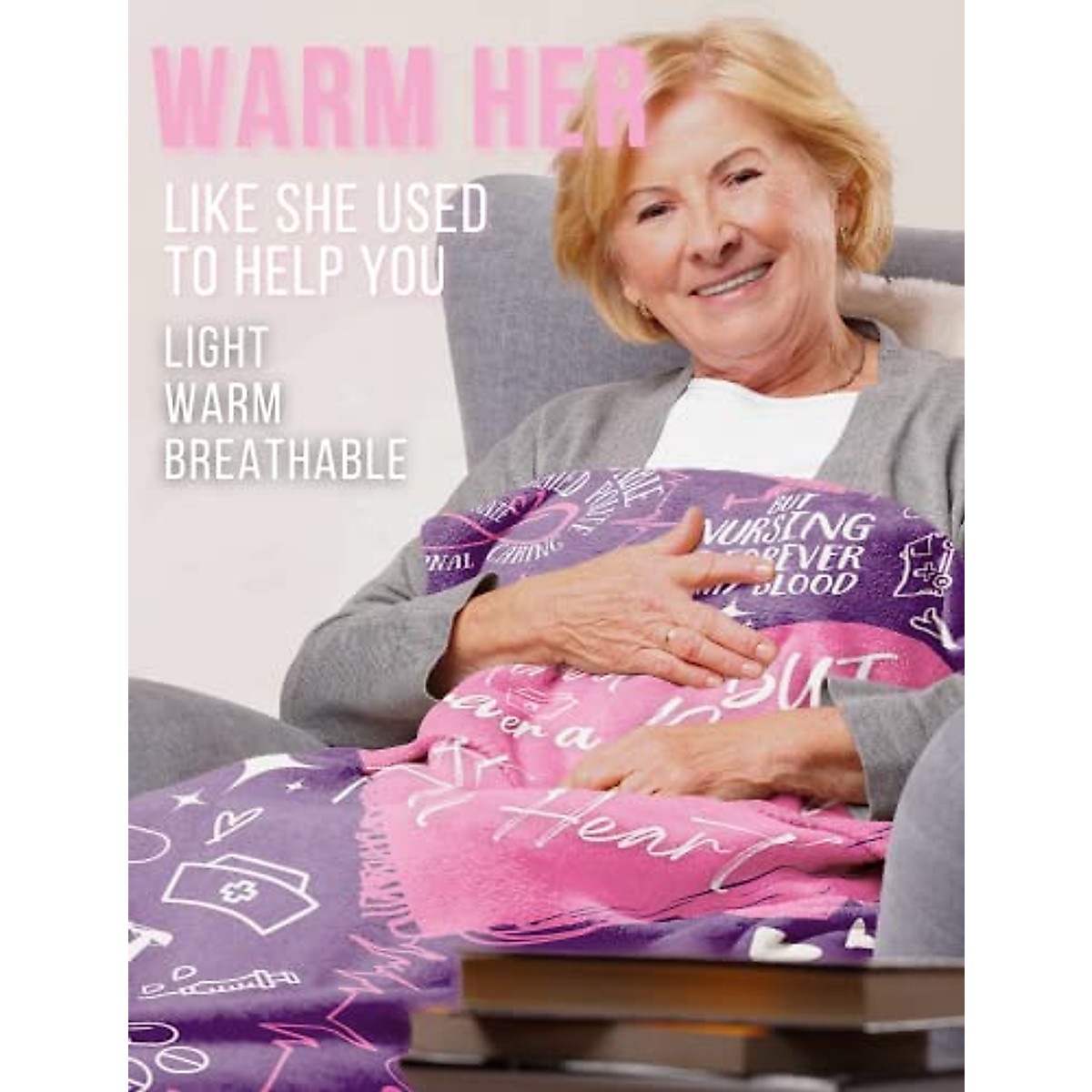 InnoBeta Retirement Gifts Throws for Nurse, Bed Flannel Fleece Plush Blankets Thank You Presents for Women,Men, Friends, Mom, Dad, Grandma, Grandpa (50"x 65") - Retired But Forever A Nurse at Heart