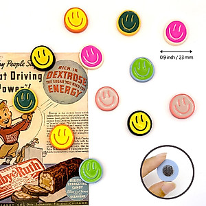 KROYSEA 12PCS Strong Fridge Magnets, Colorful Decorative Smiling Face Refrigerator Magnets, Cute Whiteboard Magnets, for Office Cabinets and Dishwasher