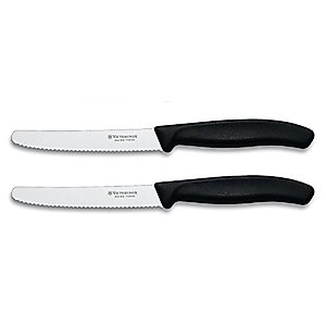 Victorinox Swiss Classic Steak Knife Set, 4-1/2-Inch Serrated Blades with Round Tip (2 Pack)
