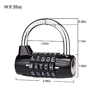 NBYT Combination Padlocks Portable Zinc Lock with Code and Letter/Word Combination Ideal for lockers, Gym, gate, Fence, Toolbox, case, hasp Storage and Outdoor use - 5-Letter Dial Lock.