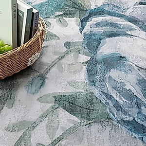 DECOMALL Jasmine 8x10ft Area Rugs, Colorful Modern Flower Rug, Machine Washable Non Slip Carpet for Living Room Bedroom Dinning Room,8x10ft Blue/Multi