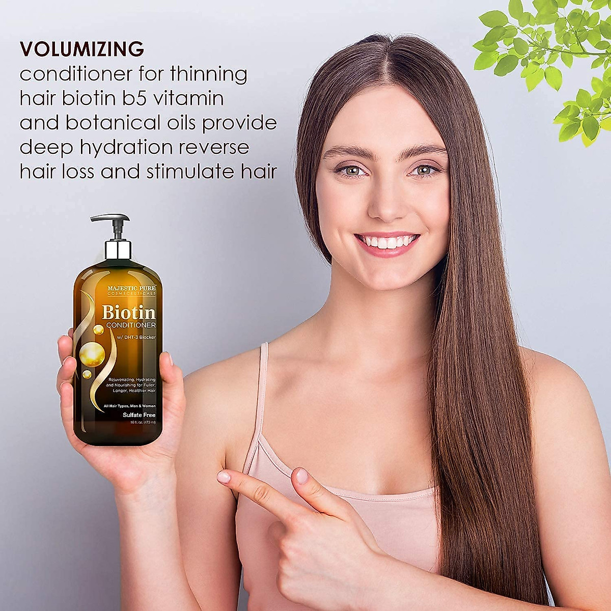 Majestic Pure Biotin with DHT Blocker Complex Shampoo & Conditioner Set (16 oz each) and Biotin Conditioner (16 oz) Bundle