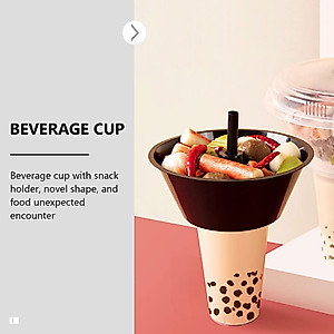 YARNOW 2 in 1 Snack and Drink Cup, 5 Sets of Black White Combined Snacks Holder French Fries Storage Bowl Coke Cups