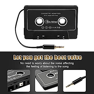 Reshow Cassette to Aux Adapter with Stereo Audio, Premium Car Audio Cassette Adapter with 3.5mm Headphone Jack