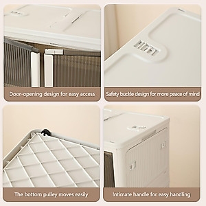 Juoe 1Pc Storage Bins with Lids,Plastic Stackable Storage Bins Open Front/Side/Top,Collapsible Storage Cabinet with Wheels for Closet Shelf,Room,Bedroom,Office,Home,Dorm,Toy