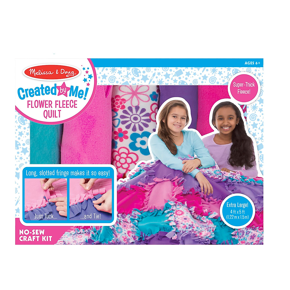 Melissa & Doug Created by Me! Flower Fleece Quilt No-Sew Craft Kit (48 squares, 4 feet x 5 feet)
