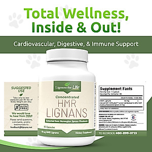 Lignans For Life HMR Lignans for Dogs, 40mg - 90 Capsules, Dog Vitamin for Healthy Pet | Natural Dog Vitamin | Dog Wellness Supplement | Pet Vitamin | Dog Nutritional Supplement - 90 Capsules
