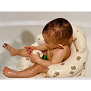 Baby Inflatable Seat for Babies 3-36 Months, Built in Air Pump Infant Back Support Sofa, Infant Support Seat Toddler Chair for Sitting Up, Baby Shower Chair Floor Seater Gifts (Bear Cub)