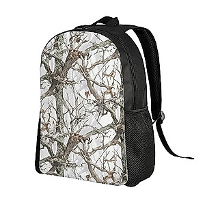 RLDOBOFE White Tree Camo Backpack For Women Men Travel Laptop Backpack Rucksack Casual Daypack Lightweight Travel Bag