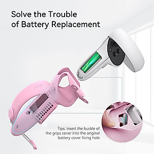 KIWI design Controller Grips Cover with Battery Opening Adjustable with Knuckle Straps, Suitable for Large Hands Compatible with Quest 2 Accessories (Pink)