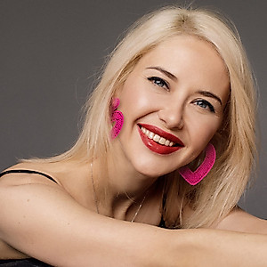 Bead Dangle Earrings for Women Beaded Heart Dangle Earrings Bohemia Statement Bead Drop Earrings Studs Valentine’s Day Heart Beaded Earrings Gifts