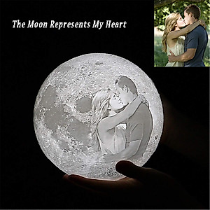 Shiny Alice 16 Colors Personalized Photo Night Light Customized 3D Printing USB Charging Moon Lamp Moon Light Night Light for Kids Gift for Women Christmas Gift…