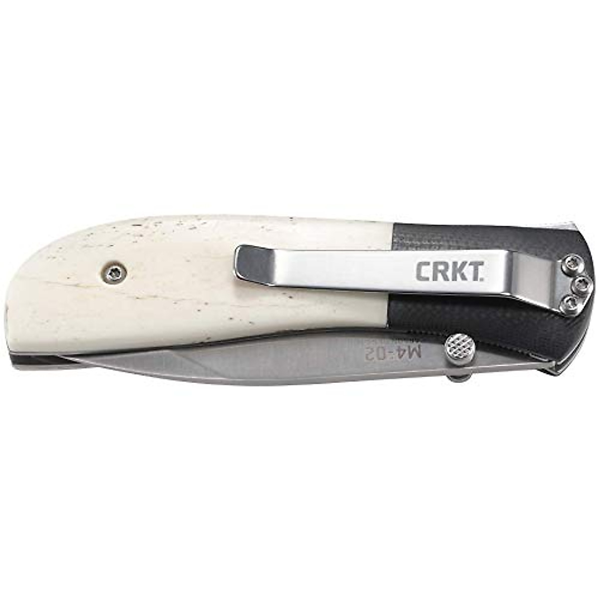 CRKT M4-02 EDC Folding Pocket Knife: Assisted Opening Everyday Carry, Satin Blade, Thumb Stud, Liner Lock, G10 Bolster, White Bone Handle, Pocket Clip