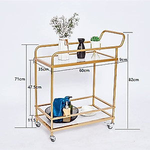 FLYIFE Movable Hand Trucks Dining Cart Hotel Shower Room Cart Restaurant Drink Cart Tea Cart Showroom Living Room Home Mobile Car/Marble Panel/69X35X82Cm