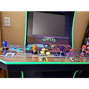 Set of 4 Transparent Joystick Bat Tops Translucent Clear Ball Top Handles for Arcade1up 4 Player Arcade Mod Blue/Orange/Purple/Red