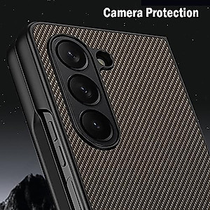 THikk Leather Case for Samsung Galaxy Z Fold 5, Carbon Fiber Texture Premium Faux Leather Slim Phone Case Scratch Resistant Protective Cover for Samsung Galaxy Z Fold 5,Black
