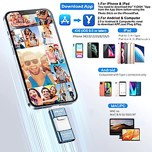 IMKAR 1TB Photo Stick for iPhone Flash Drive, iPhone Memory Stick Thumb Drives USB Stick External Storage Compatible with iPhone/iPad/Android/PC (Blue)