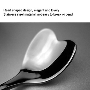 4Pcs Coffee Spoon, 4 Inch Heart Shaped Stainless Steel Teaspoons, Lovely Ergonomic Metal Stirring Spoon for Dessert, Ice Cream, Coffee, Iced Tea, Appetizer, Cake, Sugar