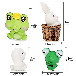 OOTSR 17 Pcs Miniature Fairy Garden Rabbit, Frog Figurines Fairy Garden Mini Animals Cake Topper Resin Model Moss Landscape DIY Terrarium Crafts Ornament Accessories for Home Décor