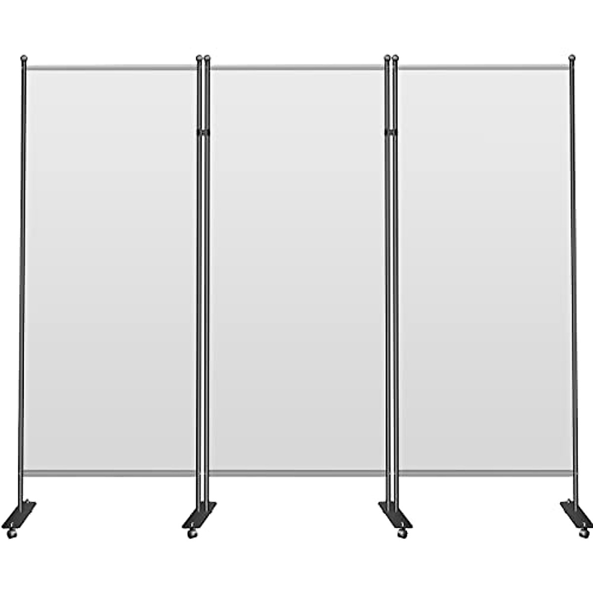 VEVOR Room Divider 6ft, Room Divider Wall 3 Panels, Partition Room Dividers 89"x73", Folding Room Divider, Panel Room Divider, Folding Privacy Screen with Wheels (Light Gray) for Home, Dorm, Office