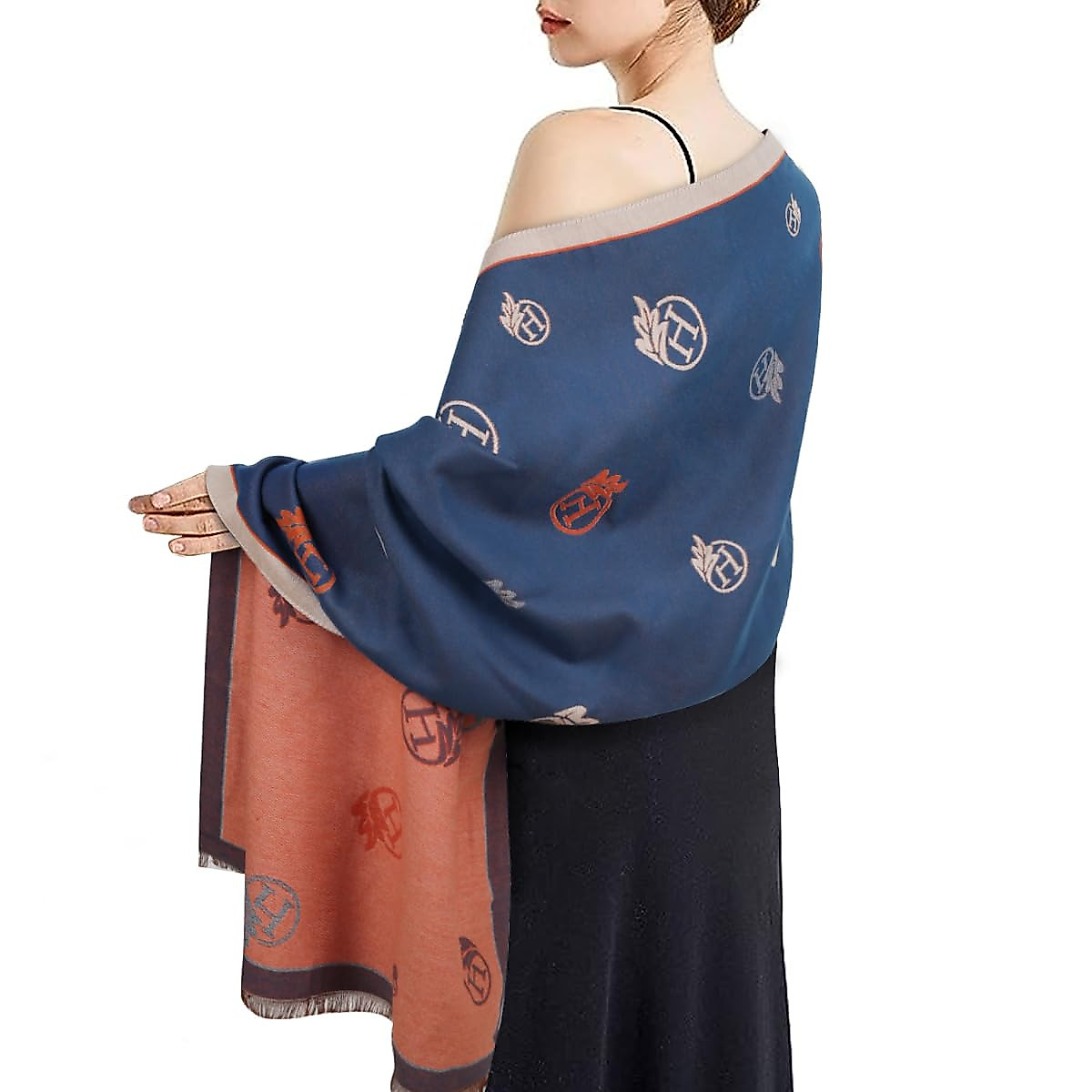 EXTREE Scarfs for Women Pashmina Silky Shawl Wrap for Evening Dressing Blanket Open Front Poncho Cape