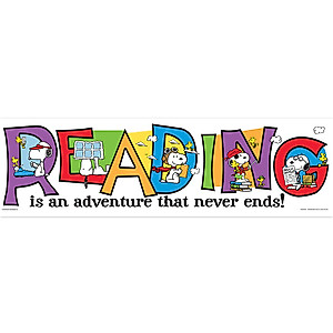 Eureka Peanuts Snoopy ''Reading is an Adventure'' Classroom Decoration Banner, 45'' x 12''