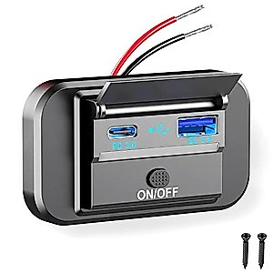 Dual Quick Charge 3.0, RV USB Outlet Qidoe Panel Wall Mount 12 Volt USB Outlet Car Accessories with Power Switch and Cover for RV Cars Truck Golf Cart
