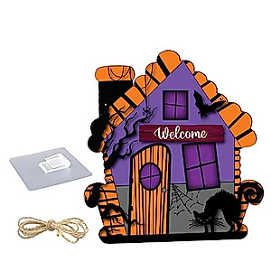 RORPOIR Home Decoration Halloween Decorations Pumpkin Decor Ghost Hanging Sign Halloween Welcome Sign Halloween Party Decorations Halloween Front Door Decor Door Sign Halloween Prop Plaque