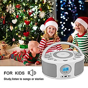WISCENT Portable Top Loading CD Player Boombox with Bluetooth,FM Stereo Radio,USB,AUX,Headphone Jack,4W RMS, AC/DC Operated,Programmable CD Player