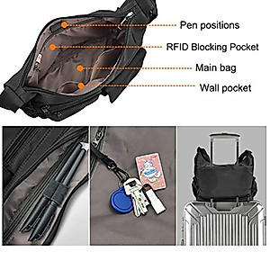 VOLGANIK ROCK Crossbody Bags for Women RFID Travel Shoulder Purse Waterproof Messenger Handbag Casual Nylon Pocketbooks