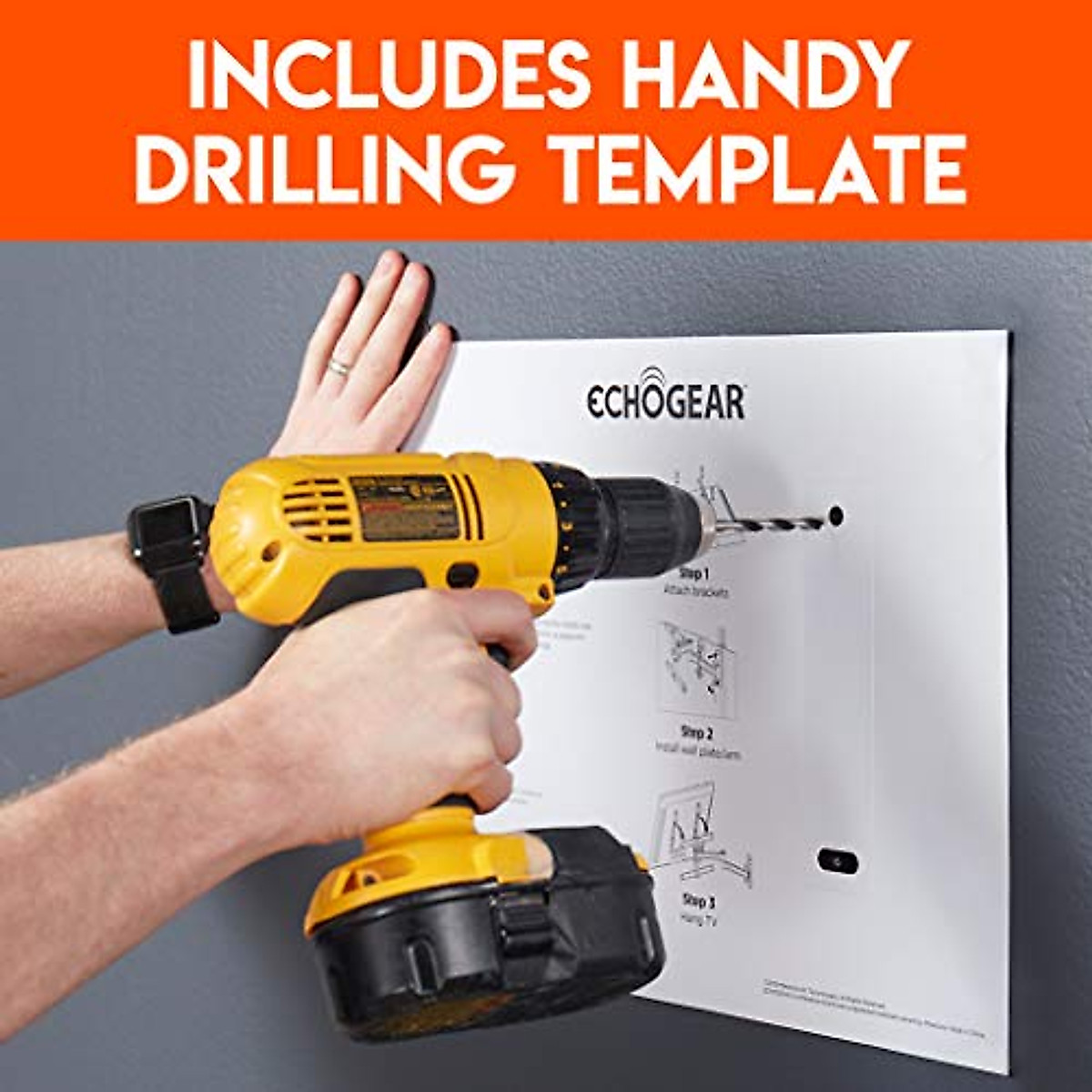 ECHOGEAR Swivel Full Motion TV Wall Mount for TVs Up to 60" - Smooth Extention, Tilt - Wall Template for Easy Install On 1 Stud - After Install Level & Hide Cables with Built-in Cable Management