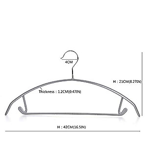 Cocomaya 16.5 Inch Silver No Shoulder Bumps No Mark Non-Slip Rubber Coated Contour Metal No Bumps Hanger, Sweater Hanger, T-Shirt Hanger Suit Hanger with Pants Bar Pack of 10 (Silver, 10)