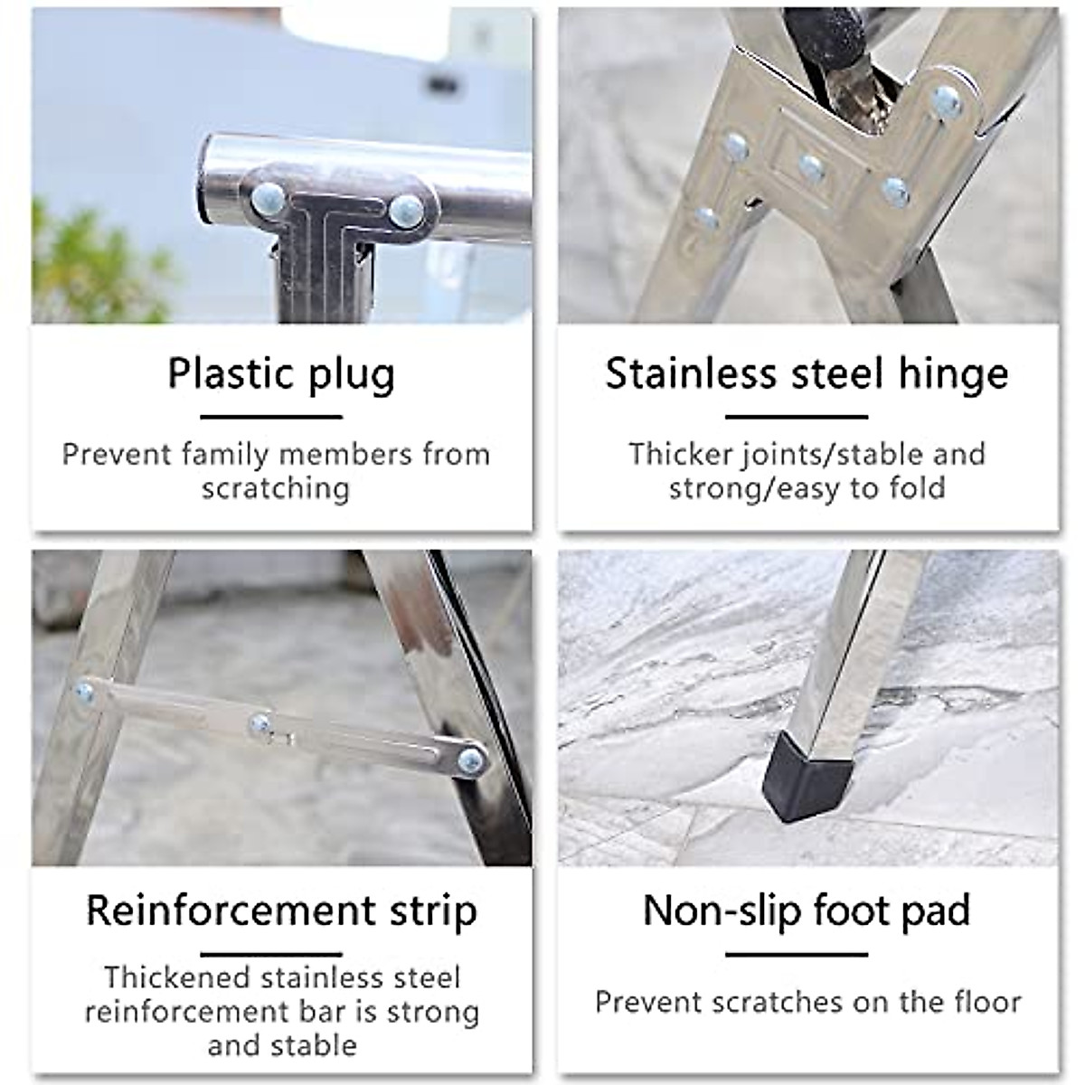 TORIBIO Clothes Drying Rack, 79 Inch Laundry Drying Rack Foldable, Space Saving Heavy Duty Stainless Steel Clothing Drying Rack with Windproof Hooks for Indoor Outdoor