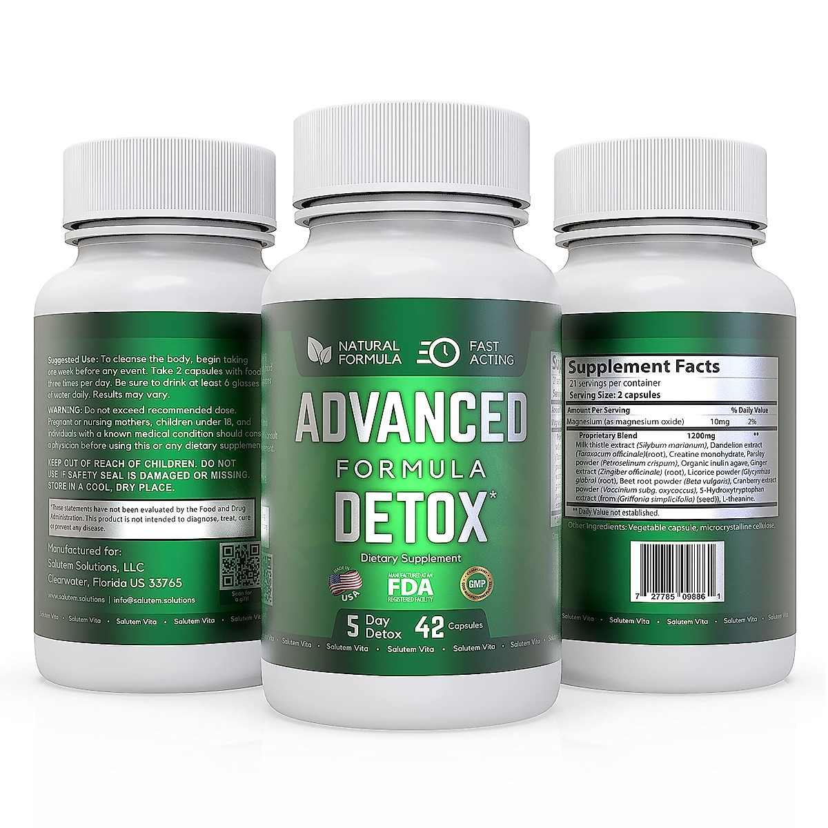 Salutem Vita Advanced Detox Cleanse, Natural Detox & Cleanse with Milk Thistle, Licorice Powder, and More, Body Cleanse Detox for Women and Men, 84 Capsules, 2 Pack