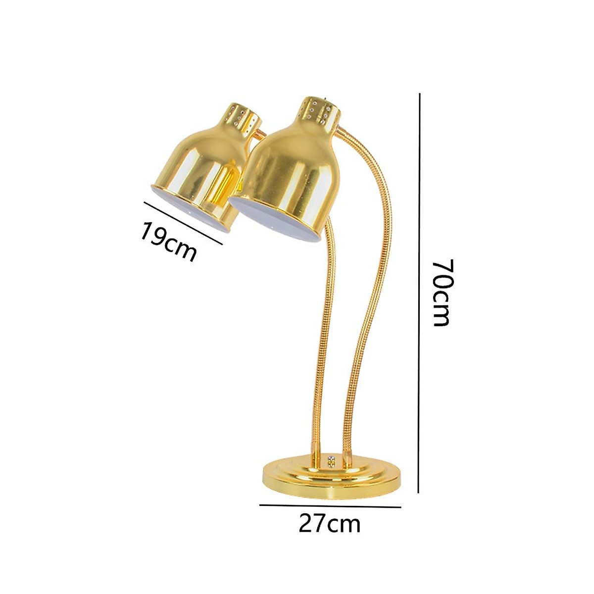 ZXT Food Warming lamp Single/Double Bulbs Buffet Display Heating Preservation Light,Commercial Portable W250 Heat Lamp (Color : Gold, Size : Double Head)