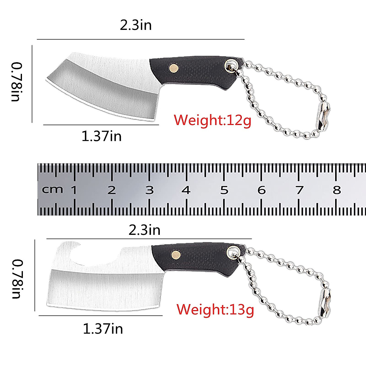Woonsoon Multi-function Bottle Opener Mini Pocket Knife with Case, Portable Handmade Men's Novelty Keychain Outdoor Utility Camping Rescue Tools,Pack of 2